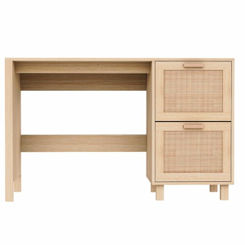 Hamilton Rattan Oak 2 Drawer Writing Desk 1 Pay Less Super Markets