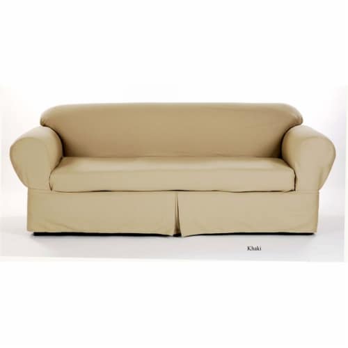 Brushed Cotton Twill 2 Piece Sofa Slipcover In Khaki 1 Kroger