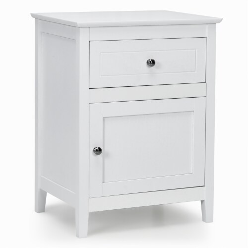 Costway Nightstand Accent Side End Table Storage Cabinet w Drawer White 19 x15 x25 Fred Meyer