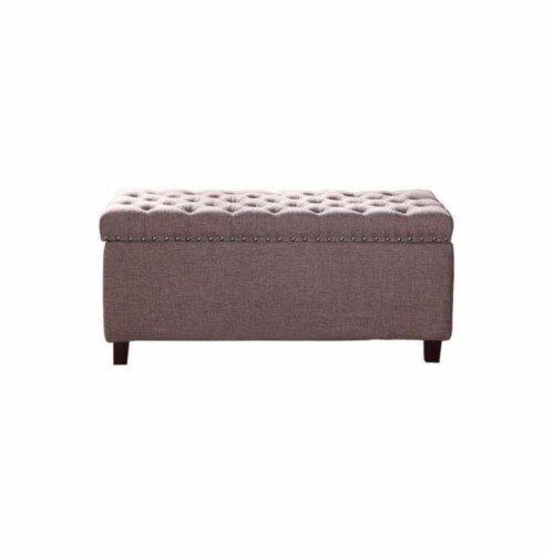 Nathaniel Home Brantley 18 Fabric Tufted Nailhead Storage Ottoman In