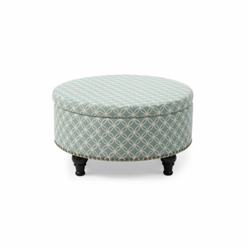 Nathaniel Home George Round Fabric Upholstered Geometric Pattern