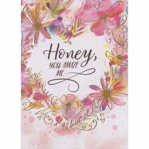 Honey You Amaze Me Pink And Yellow Flowers Mothers Day Card For Wife Girlfriend 1 Card 1