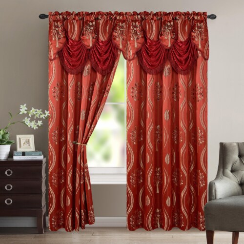 Elegant Comfort Set of 2 Aurora Curtain Panels Attached Valance Rod Pocket 54 W x 84 L 54 x 84 Foods Co