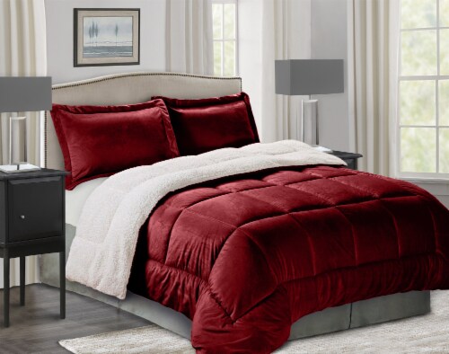 Elegant Comfort 3 Piece Micro Suede Reversible Sherpa Solid Color