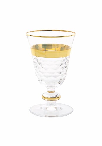 Set Of 6 Short Stem Glasses With Gold And Crystal Detail 325d X 5h Qfc