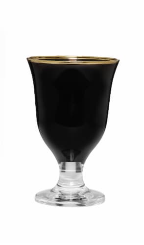 Set Of 6 Short Stem Water Glasses Black With Clear Stem And Gold Rim 35d X 55h Kroger