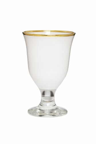 Set Of 6 Short Stem Water Glasses White With Clear Stem And Gold Rim 35d X 55h Kroger