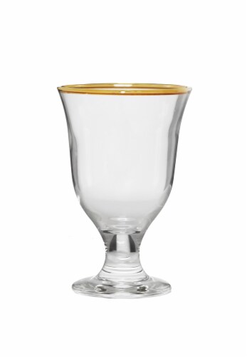 Set Of 6 Short Stem Water Glasses With Gold Rim 35d X 6h Harris Teeter