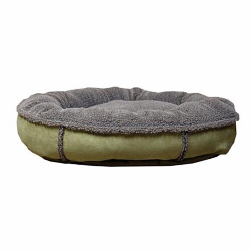Faux Suede & Tipped Berber Round Orthopedic Foam Comfy Cup Bed - Sage ... Faux Suede & Tipped Berber Round Orthopedic Foam Comfy Cup Bed - Sage ...