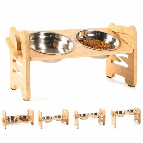 Elevated dog food and water bowls store