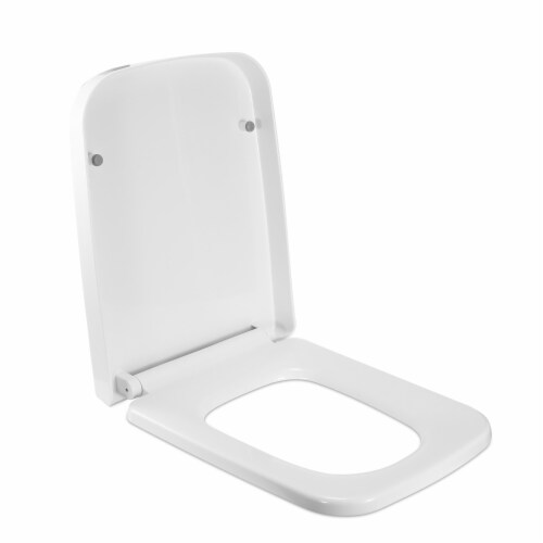 White Heavy Duty Square Toilet Seat with Grip Tight Seat Bumpers 1 Set Gerbes Super Markets