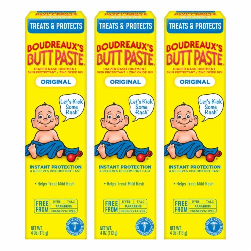 Boudreaux S Butt Paste Original Diaper Rash Cream Ointment For Baby 4 Oz Tube 3 pack 4 oz Smith s Food and Drug