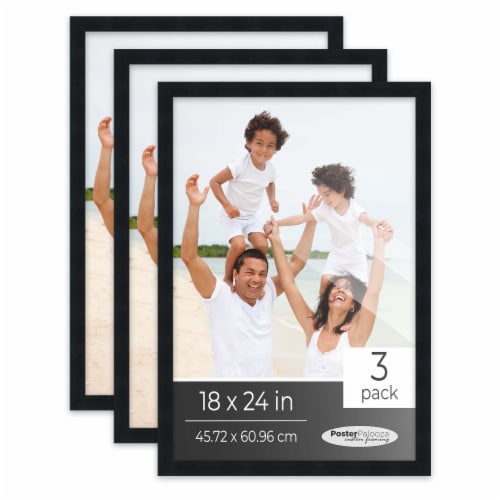 Pack of 3 Matte Black 18x24 Picture Frames Solid Wood UV Acrylic Easy Gallery Wall 3 Pack of 18x24 Frames Harris Teeter