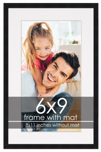 6x9 Black Frame With 8x11 White Photo Mat Solid Wood Frame UV Acrylic Front Black Frame White Mat Fred Meyer