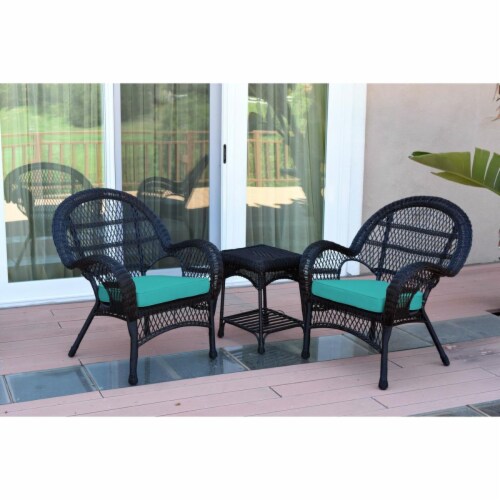 W00211 2 CES032 Santa Maria Black Wicker Chair Set Turquoise Cushions 3 Piece 1 Fry s Food Stores