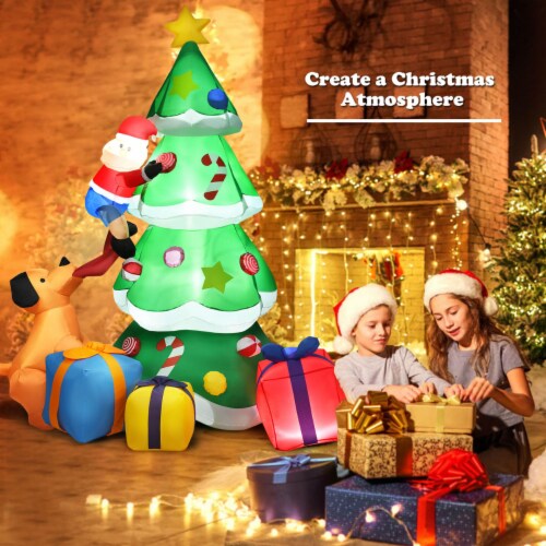 7ft Inflatable Christmas Tree Santa T Boxes Decoration W Led Lights