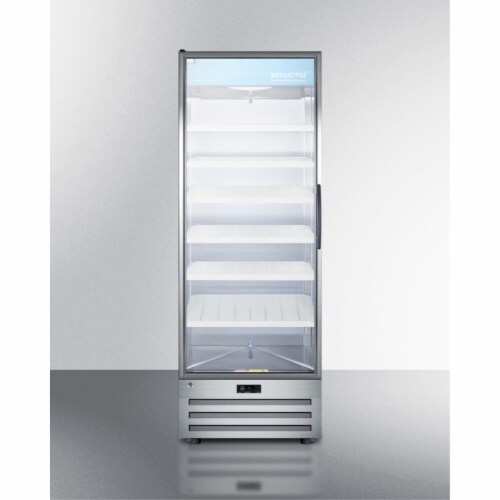 Full size pharmaceutical all refrigerator with a glass door left hand door swing lock 1 Foods Co
