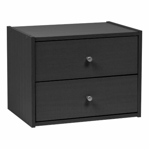 Iris Usa Tachi Modular Wood Stacking Storage Box With Drawer Black 1