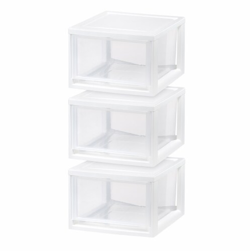 Iris Usa 3pack 14 5qt Stackable Plastic Storage Drawers White 3 Units