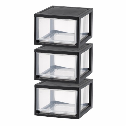 Iris Usa 3pack 14 5qt Stackable Plastic Storage Drawer Black 3 Units