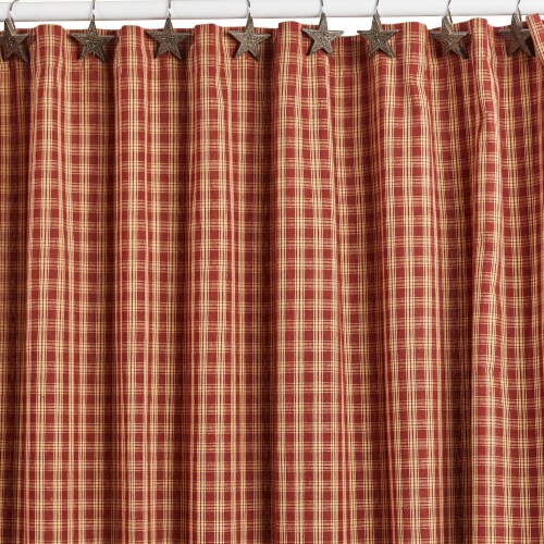 Red and tan shower curtain store