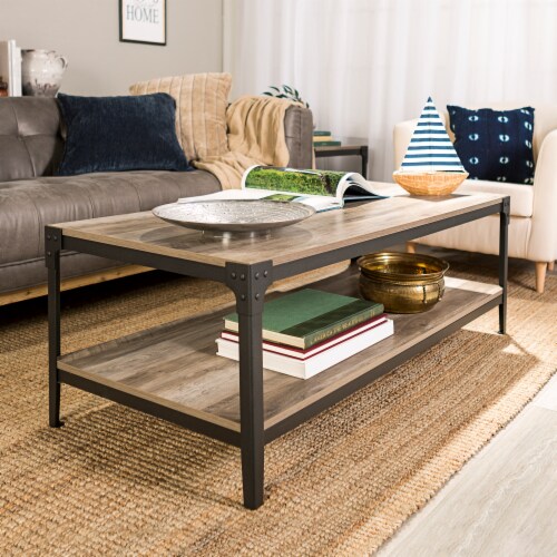 Angle iron rustic wood coffee table store