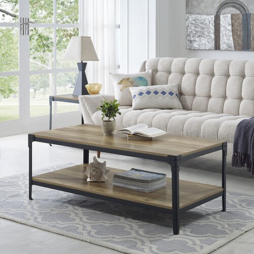 Angle Iron Rustic Wood Coffee Table Rustic Oak 1 Harris Teeter