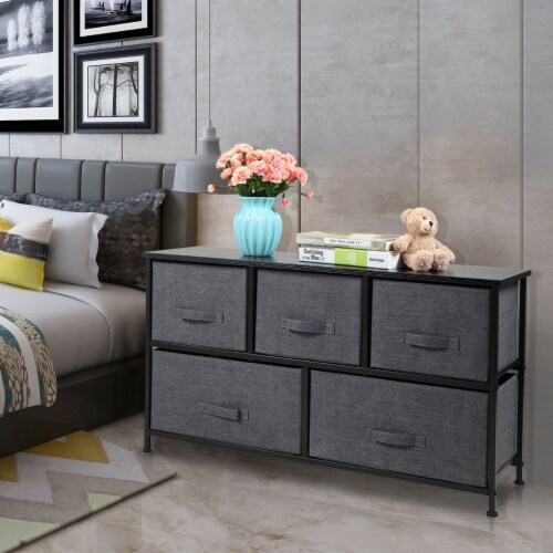 2 Tier Storage Dresser with 5 Non woven Fabric Drawers for Living Room Bedroom and Entryway 1 unit Fry s Food Stores