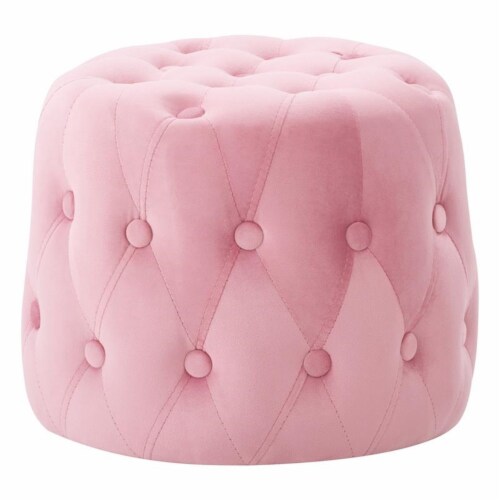 Pink velvet pouf store