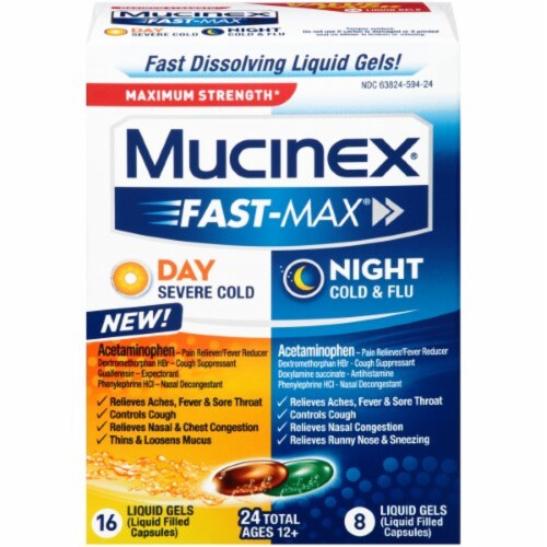 Mucinex Sinus Max Day Severe Cold Night Cold Flu Liquid Gels Pack of 8 8 pack Fred Meyer