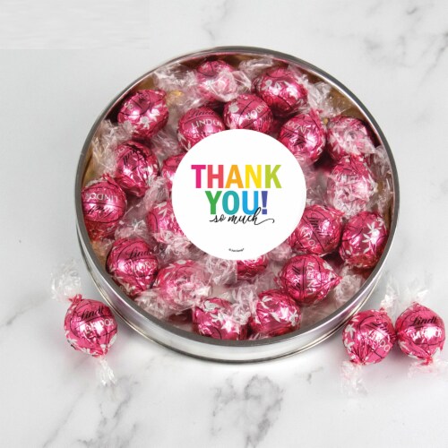 Thank You Candy T Tin With Chocolate Truffles Large Plastic Tin With Sticker 1 T Tin