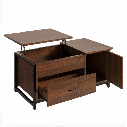 FABATO Lift Top Coffee Table with Storage Drawer Hidden Compartment Espresso 1 Piece Gerbes Super Markets