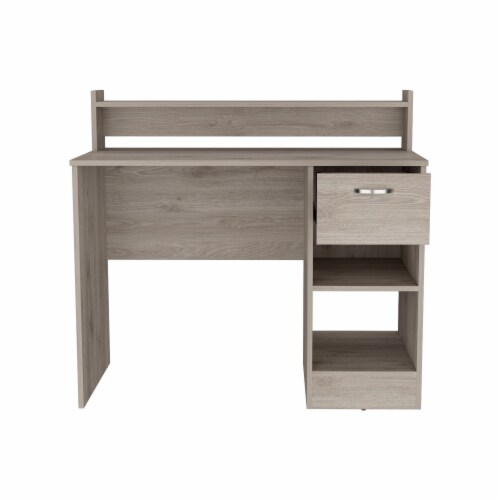 DEPOT E SHOP Computer Desk with Top Open Shelf 1 Drawer and 2 Storage Shelves Light Gray 1 Box City Market