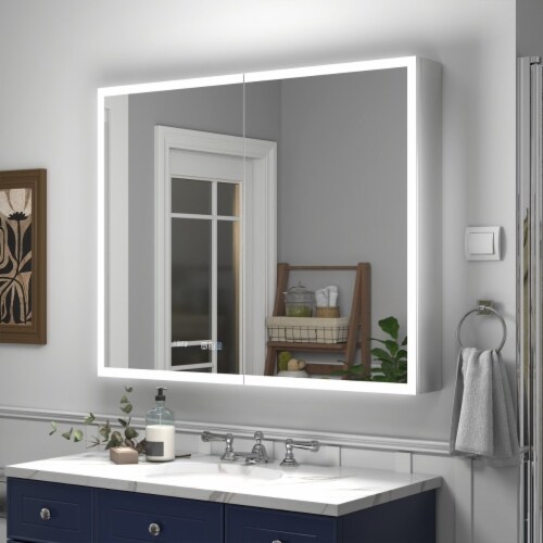 Rim 40X32 Led Lighted Medicine Cabinet Recessed Mirror Defogging Usb Outlet 40 x 32 H City Market