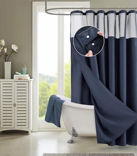 Dainty Home Waffle Weave Complete Shower Curtain With Detachable Fabric Liner 70 x 72 70 x 72 Fry s Food Stores