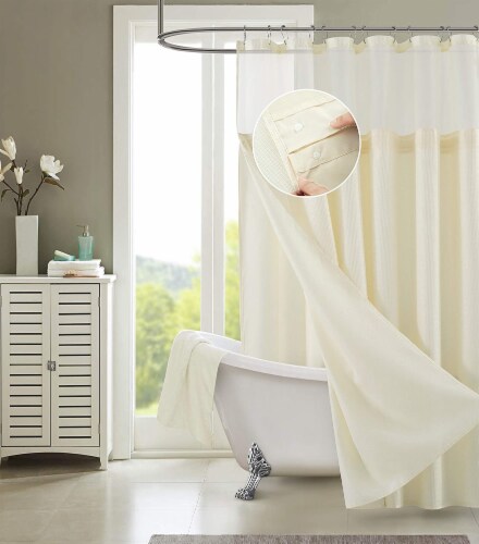 Dainty Home Waffle Weave Complete Shower Curtain With Detachable Fabric