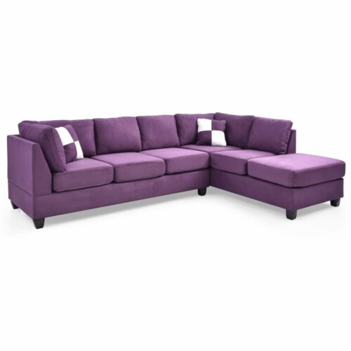 Glory Furniture Malone Microsuede Sectional in Purple 1 Metro Market