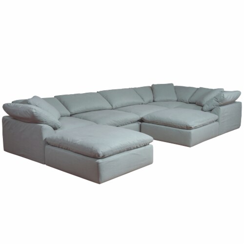 Sunset Trading Contemporary Puff Collection 7PC Slipcovered Modular U Shaped Pit Sectional 1 Pay Less Super Markets