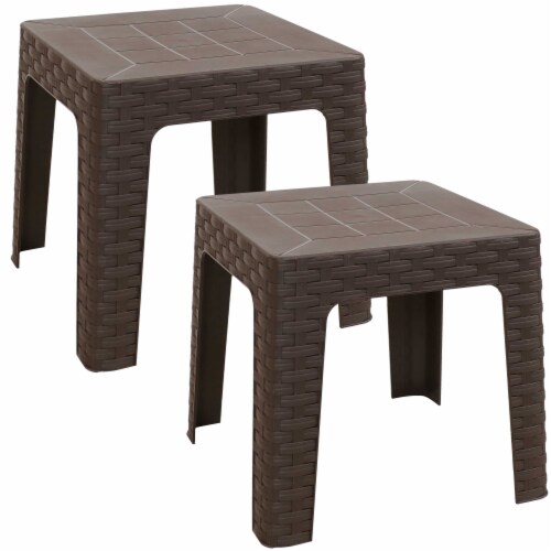 Sunnydaze 185 In Plastic Square Patio Side Table Brown Set Of 2 2 Pack Fred Meyer