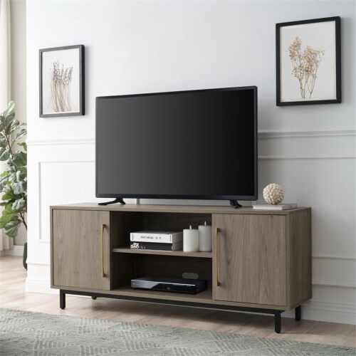 Henn Hart 58 Antiqued Gray Oak Metal TV Stand 1 City Market