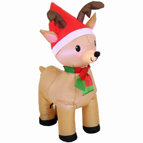 Sunnydaze Santas Reindeer Christmas Inflatable Yard Decoration 3 5
