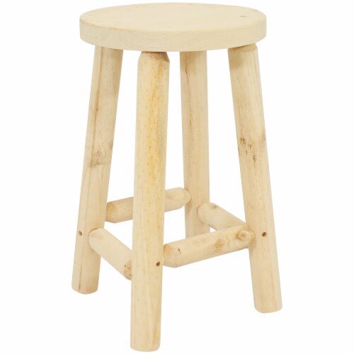 Sunnydaze Rustic Unfinished Fir Wood Indoor Backless Counter Height Stool 24 Baker s