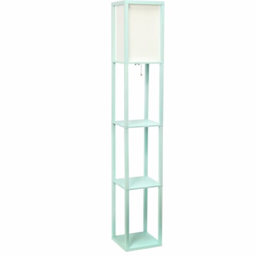 Simple Designs Wood Etagere Shelving Floor Lamp In Aqua Blue With Cream Shade 1 Harris Teeter