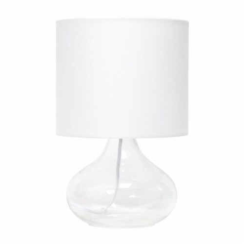 Simple Designs Modern Glass Raindrop Table Lamp Fabric Shade Clear