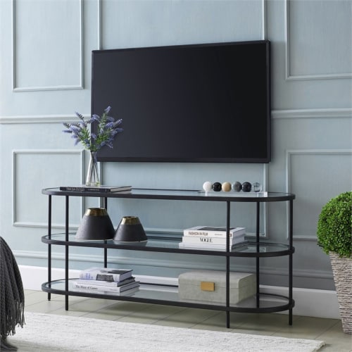 Steel and glass tv stand store