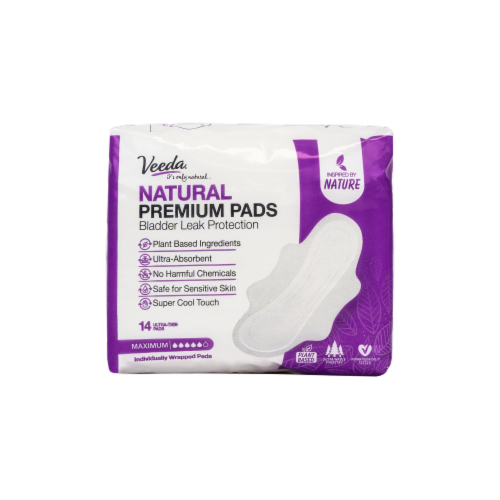 Veeda Natural Incontinence Pads for Bladder Leakage Protection Maximum Absorbency 14 Count 14 Count Fry s Food Stores