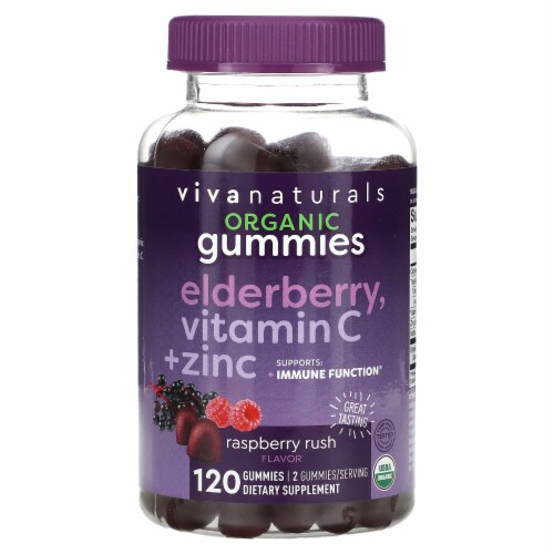 Viva Naturals Organic Elderberry Vitamin C Zinc Raspberry Rush 120 Gummies 120 Count Kroger