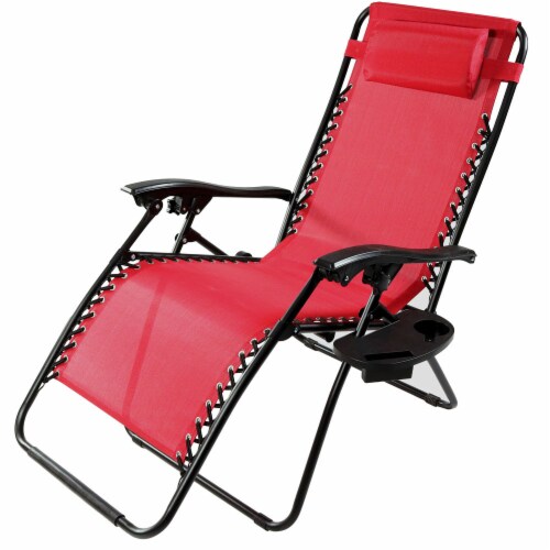 Sunnydaze Oversized Zero Gravity Lounge Chair with Pillow and Cup Holder Red 1 unit s Pick n Save
