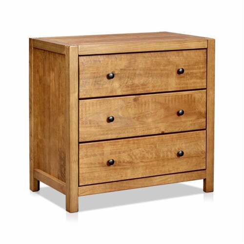 MUSEHOMEINC Rustic Style Wooden 3 Drawer Storage Dresser Nightstand Oak Finish 1 Piece Fred Meyer
