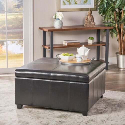 Leather ottoman coffee table with storage store